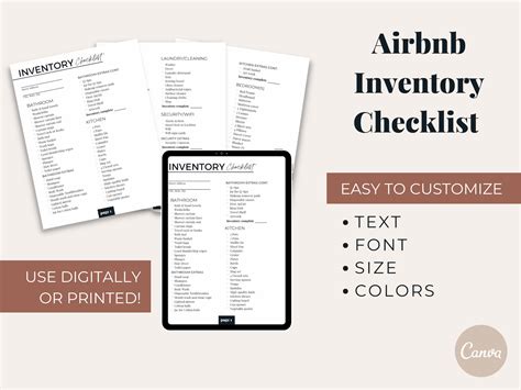 Airbnb Inventory Checklist Template Airbnb Host Checklist Vacation