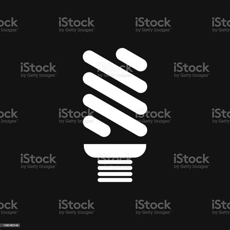 경제적인 Led는 검은 색 배경에 격리 된 전구 아이콘을 조명합니다 에너지 램프를 절약합니다 플랫 디자인 0명에 대한 스톡 벡터
