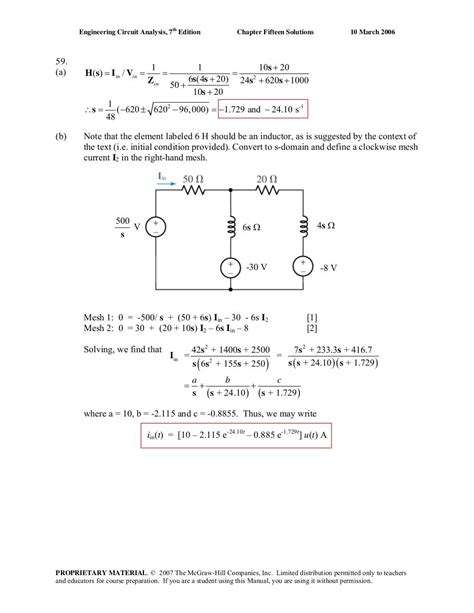Chapter 15 Solutions To Exercises Engineering Circuit Analysis 7th