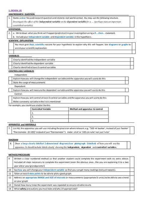 Igcse Lab Report Headings And Checklist Guidance Doc