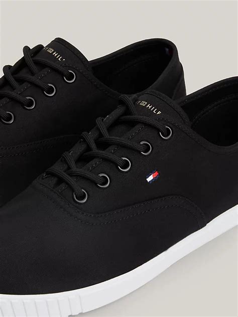 Essential Canvas Sneaker Met Geborduurde Vlag Zwart Tommy Hilfiger
