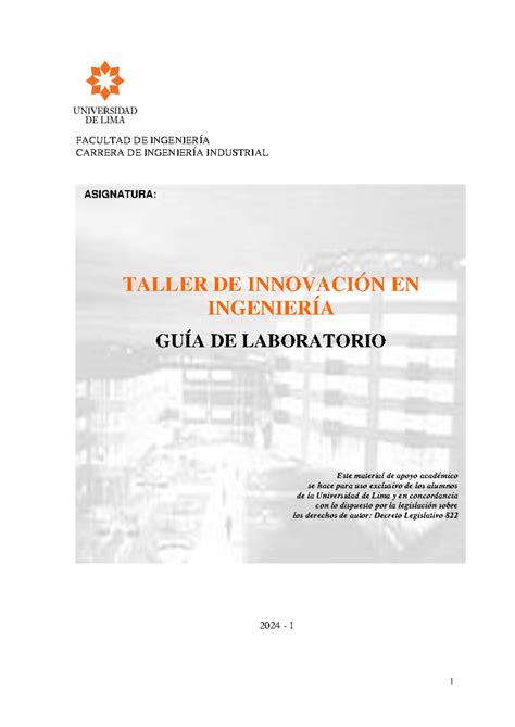 Laboratorio N°01 Introducción A Arduino Asignatura Taller De InnovaciÓn En IngenierÍa GuÍa De