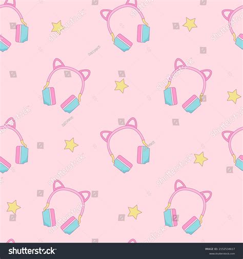 Pink Headphones Cat Ears Flat Vector Stock Vector Royalty Free