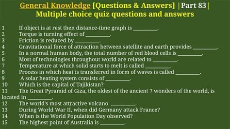 General Knowledge [questions And Answers] Part 66 Ppt