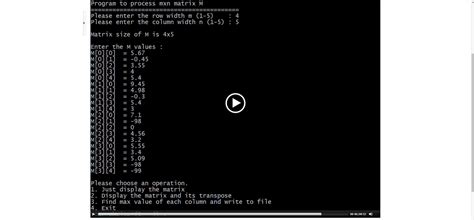 solved program to process mxn matrix m 4 5 please enter the