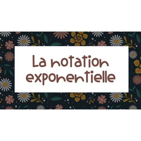 Notation Exponentielle
