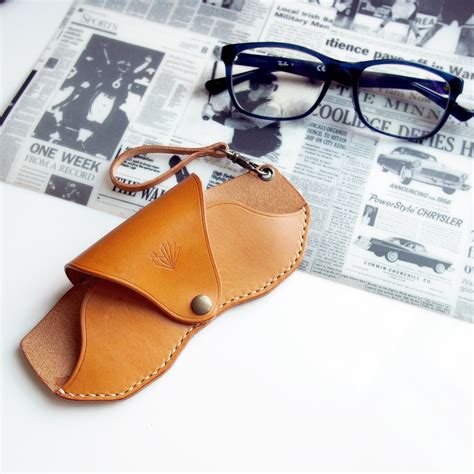 Handmade Personalized Slim Glasses Case Natural Color Vegetable Tanned Leather Etsy