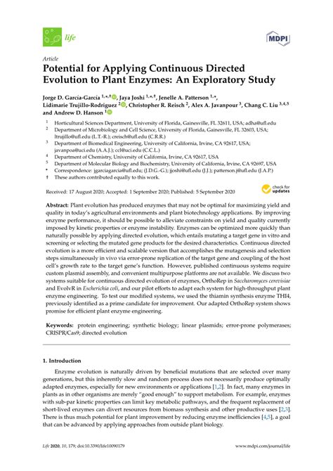 pdf potential for applying continuous directed evolution to plant