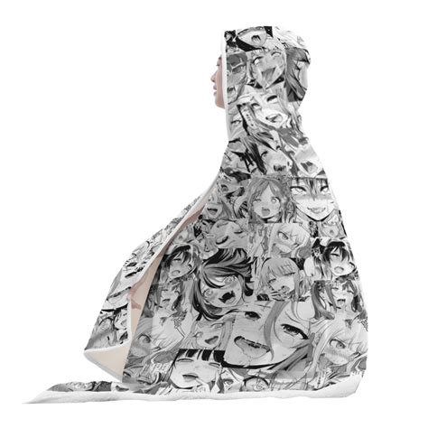 Ahegao Manga Hooded Blanket Otaku Treasure