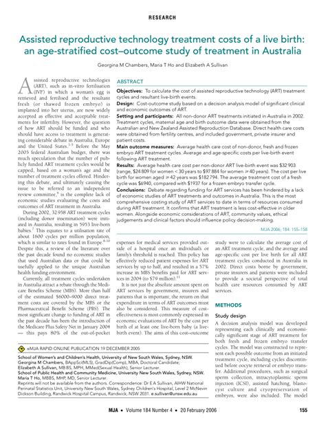 Pdf Assisted Reproductive Technology Treatment Cost Of A Live Birth