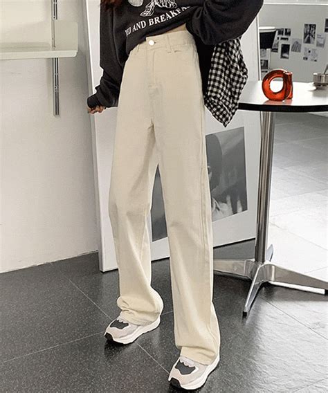 비에스큐티바이클래시 레비 하이웨스트 세미 와이드 레그 데님 팬츠 위시버킷