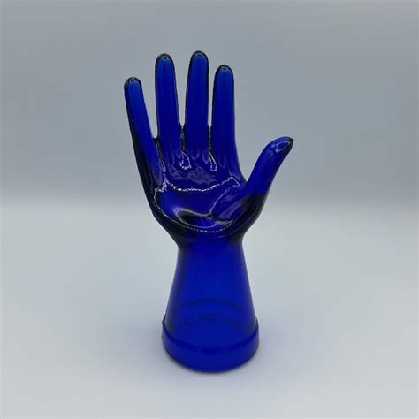 Cobalt Blue Glass Hand Ring Holder Etsy