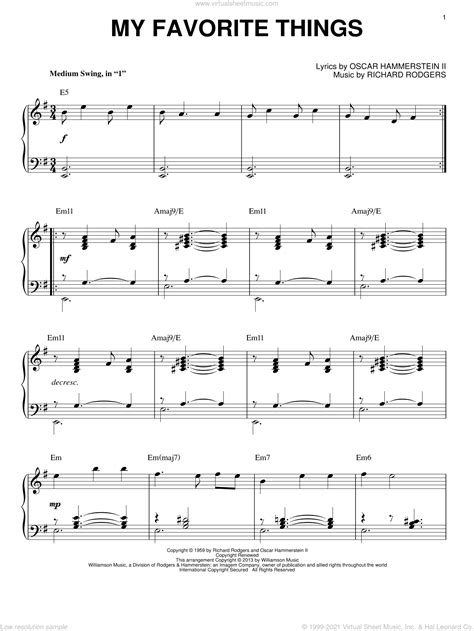 My Favorite Things [jazz Version] From The Sound Of Music Arr Brent