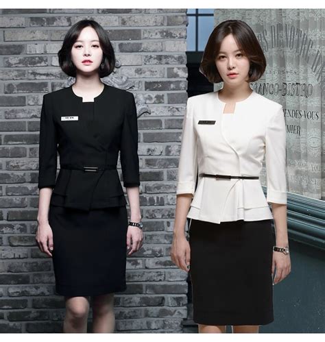 여성 병원 미용 데스크 상담사 유니폼 블랙 화이트 티몬