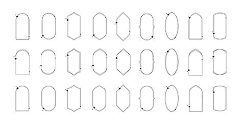 반짝임이 있는 최소한의 선형 프레임 세트입니다 포스터 게시물 및 스토리를 위한 미적 템플릿 간단한 Y2k 스타일의 그래픽 디자인 요소 벡터 일러스트 레이 션입니다 0명에