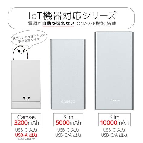 【楽天市場】モバイルバッテリー Iot機器対応 微弱電流 軽量 小型 チーロ Cheero Canvas 3200mah：cheero