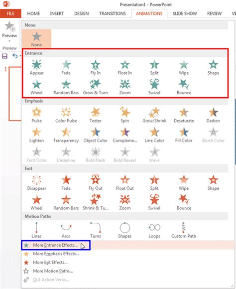 Learn Powerpoint 2013 For Windows Entrance Animations