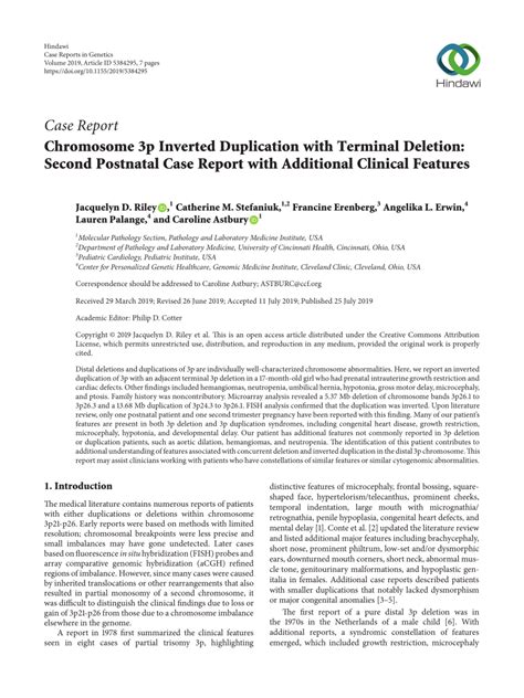 Pdf Chromosome 3p Inverted Duplication With Terminal Deletion Second