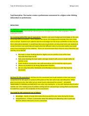 Enhancing Higher Order Thinking Through Performance Assessments
