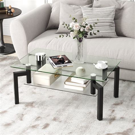 Giantex Rectangular Glass Coffee Table Giantexau
