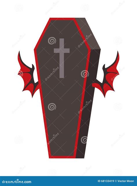 Dracula In Coffin Vampire Count In An Open Coffin Vector Illustration