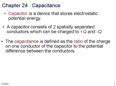 Chapter 24 Capacitance Capacitor Is A Device That