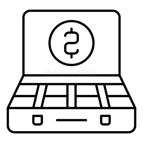 Full Of Money Briefcase Thin Line Icon Business Savings Concept