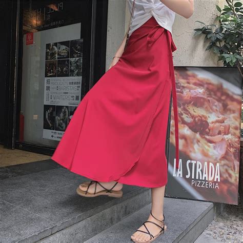 Купити Hi Fashion Літні елегантні жіночі довгі спідниці А силуету з розрізом із завищеною талією