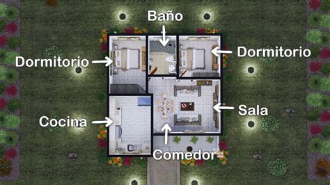 Plano De Casa 2 Habitaciones 7x7 Metros Casa 40D Arquitek3D