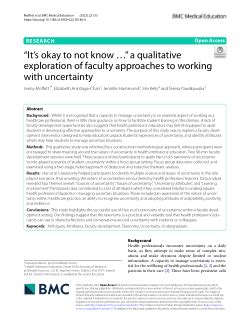 It S Okay To Not Know A Qualitative Exploration Of Faculty