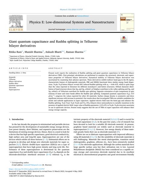 Pdf Giant Quantum Capacitance And Rashba Splitting In Tellurene Bilayer Derivatives