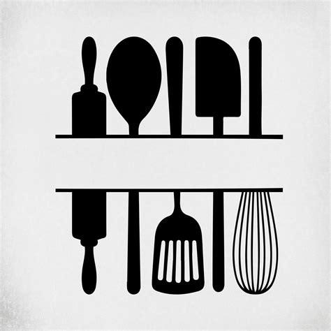 Split Kitchen Utensils Svg Cut Files For Cricut Silhouette Mirrored Jpeg Printable Png