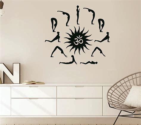 Buy Syga Surya Namaskara Yoga Poses Wall Sticker Black Online At Low