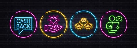 Hold Heart Parcel Shipping And Money Transfer Minimal Line Icons For