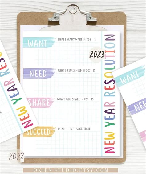 Resolutions Printable Planner Digital Goals Etsy