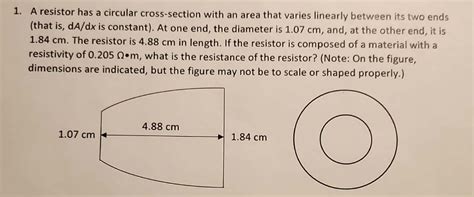 Solved 1 A Resistor Has A Circular Cross Section With An