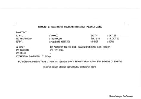 Struk Pembayaran Internet Pdf