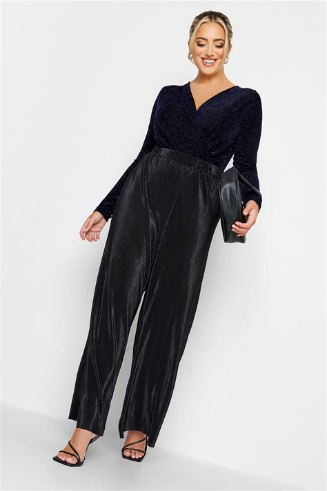 Curve Black And Cobalt Blue Long Sleeve Glitter Bodysuit Yours Clothing