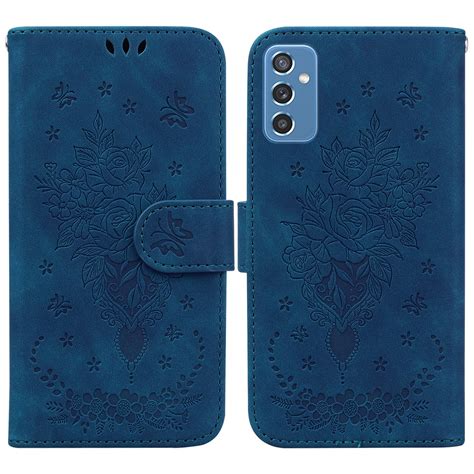 For Samsung Galaxy M52 5G Butterfly Rose Embossed Leather Phone Case ...