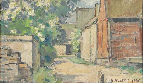 Edvin Ollers Olja På Pannå Motiv Av Sydländsk By Signerad Och Daterad 1948 Konst Måleri