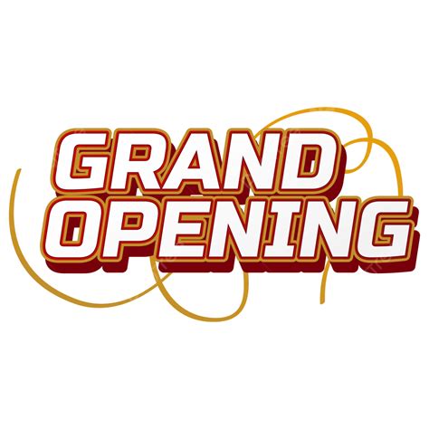 Grand Opening Modern Gradient Design Text Vector With Gold Ribbon