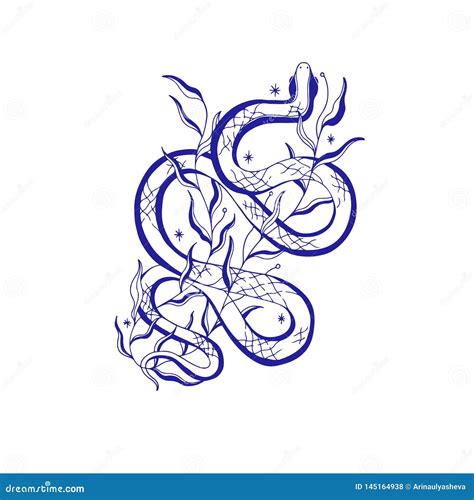 神秘的蛇例证，神秘的标志，不可思议的生活 葡萄酒老牌，图表线 隔绝在白色背景中 库存例证 插画 包括有 线路 共济会 145164938