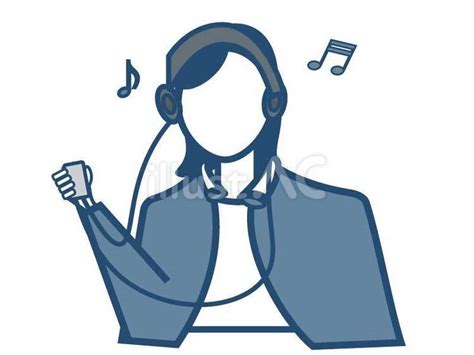 ヘッドフォンで音楽を聴く女性イラスト No 24101296｜無料イラスト・フリー素材なら「イラストac」