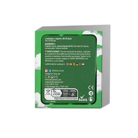 Pack 2 Pods Liquide Cbd 10 Og Kush Greeneo