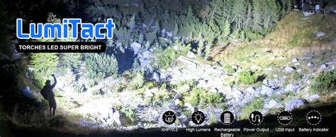 Lumitact Torches Led Super Bright Rechargeable Led Torch 500000 Lumens Xhp702 Tactical