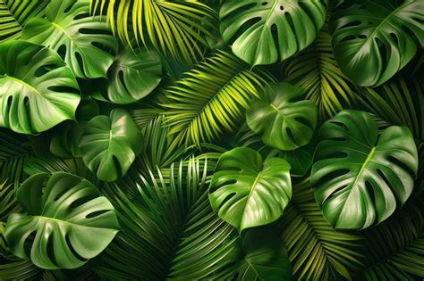 Floral Pattern With Tropical Leaves Jungle Plants Exotic Pattern With