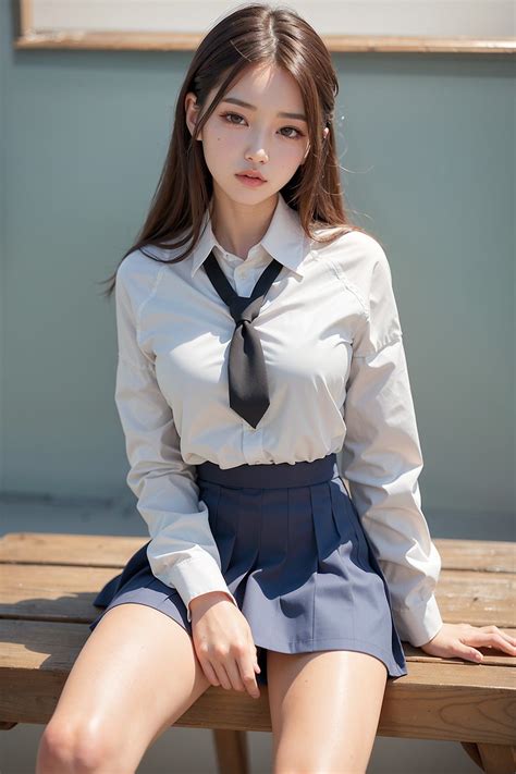 Ai Art School Wear School Girl School Uniform Beautiful Women Face
