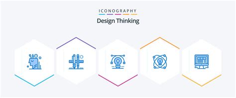 Design Thinking 25 Blue Icon Pack Including Lightd Idea Scale