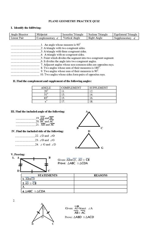 Solution Plane Geometry Practice Quiz Studypool