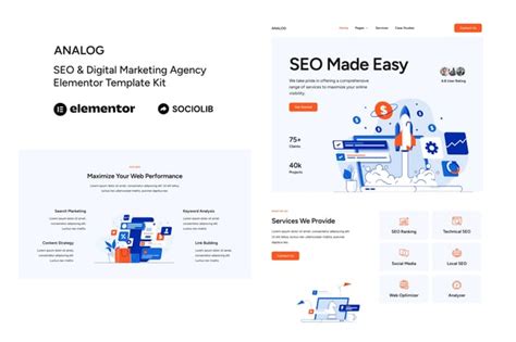 Analog Seo And Digital Marketing Agency Elementor Template Kit Design